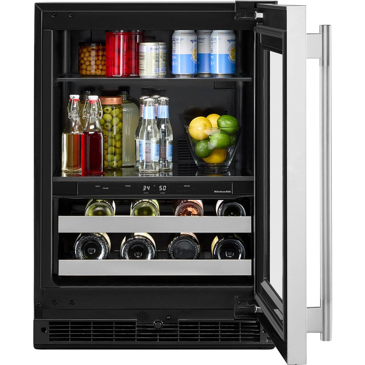KitchenAid 24" Beverage Center with Glass Door and Metal-Front Racks ...