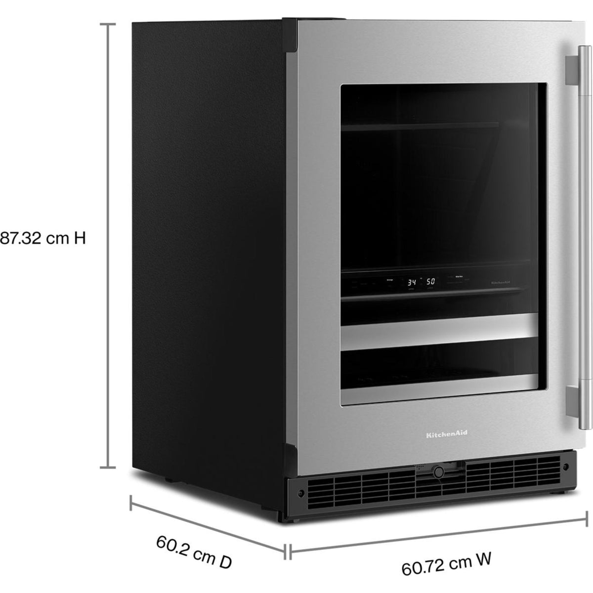 KitchenAid 24" Beverage Center with Glass Door and Metal-Front Racks ...